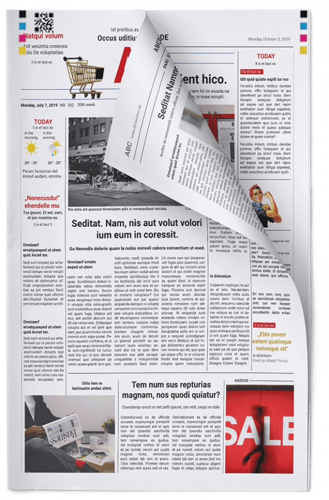 Design a newspaper as a classic daily newspaper