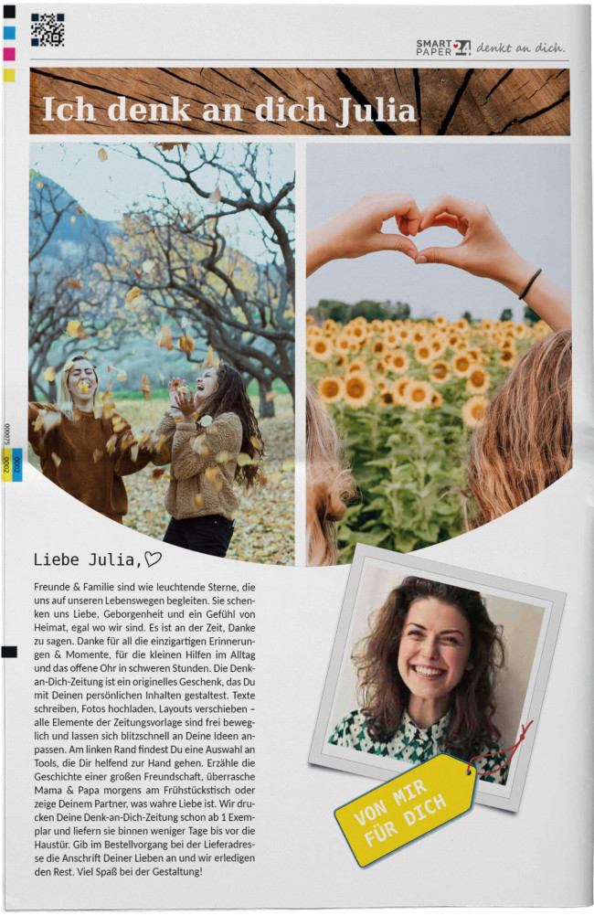 Design a newspaper as a surprise for friends & family