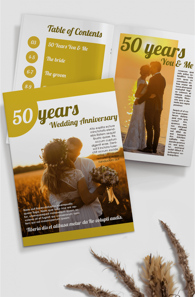 Create & Print your Wedding Anniversary Magazine (Gold)