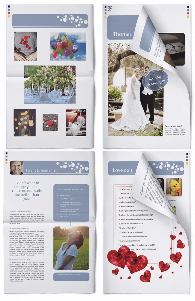 Create your own wedding newspaper - love printed on paper